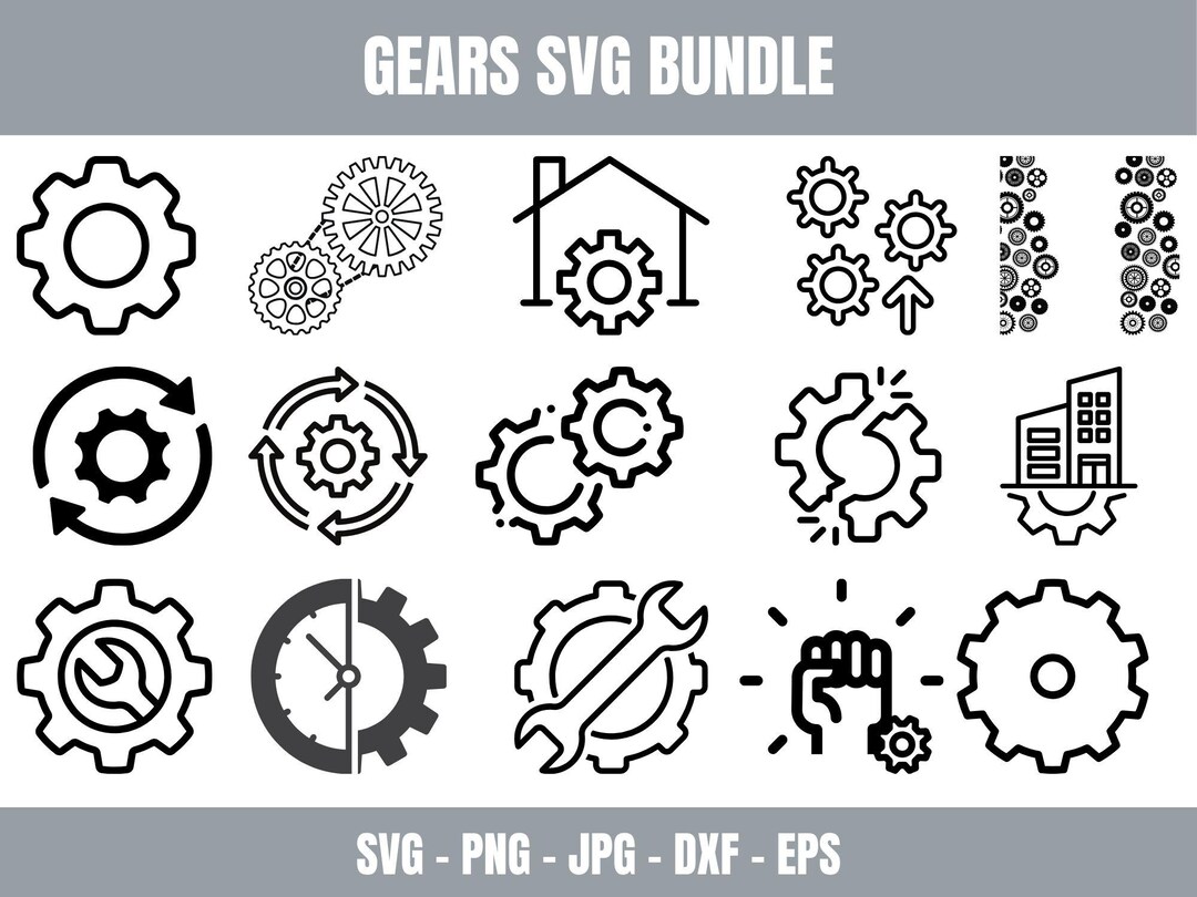 Gears SVG Bundle, Gears PNG Bundle, Gears Clipart, Gears SVG Cut Files ...