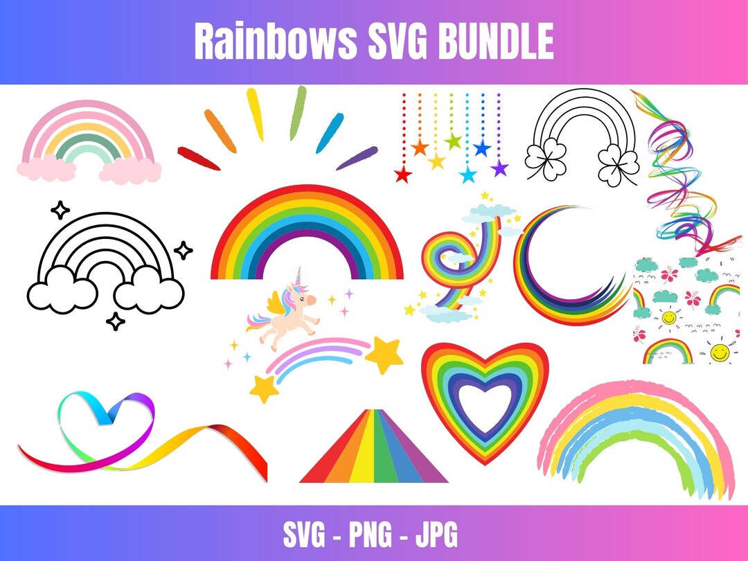 Rainbow SVG Bundle: Cloud & Weather Cut Files (commercial Use) - Etsy