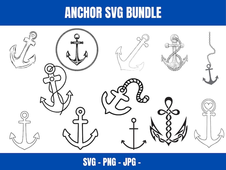 Anchor SVG Bundle, Anchor PNG Bundle, Anchor Clipart, Anchor SVG Cut ...