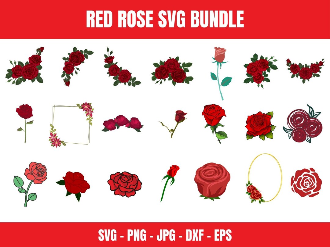 Red Rose Clipart | Red Rose Svg | Rose Svg Bundle | Red Rose Png ...