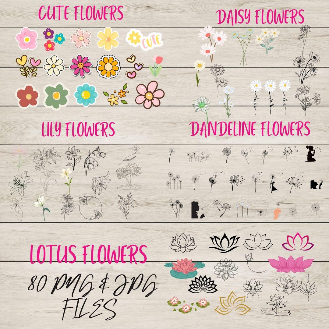 Floral Svg Bundle, Flower Svg Bundle, Flowers Bundle SVG, Daisy Flowers ...