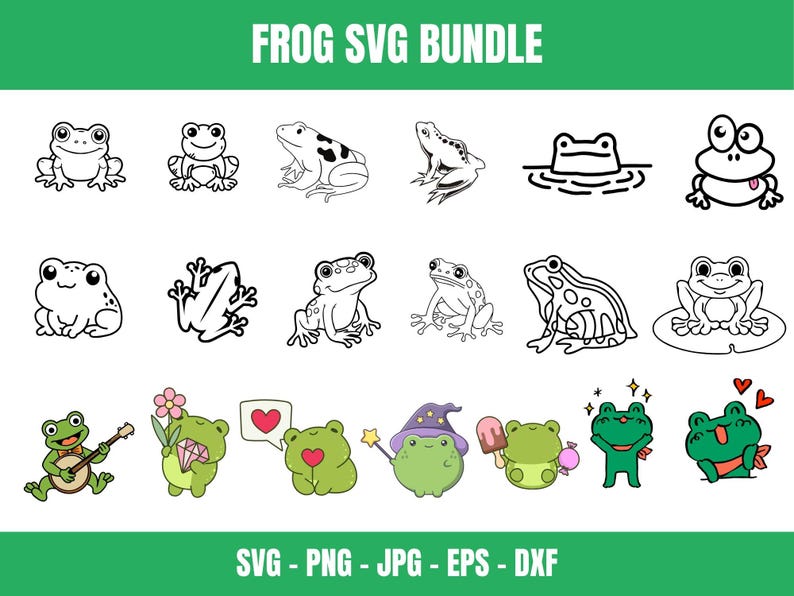 Frog Svg, Cute Frog Svg, Frog Clipart, Frog Graphics, Frog Outline Svg ...