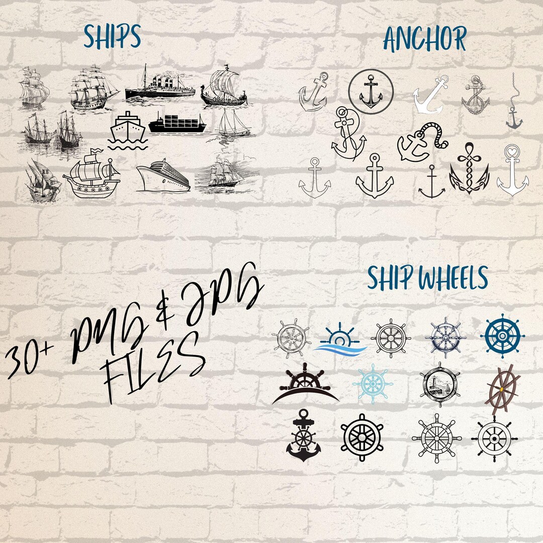 Ships Svg Bundle | Anchor & Ship Wheel Clipart | Digital Download for T ...