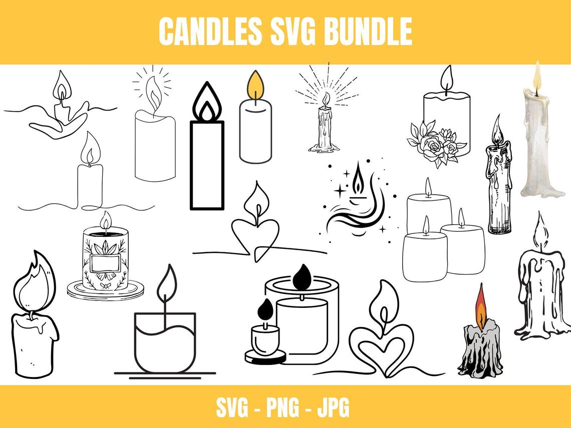 Candle SVG Bundle: Vector Cut Files (digital Download) - Etsy