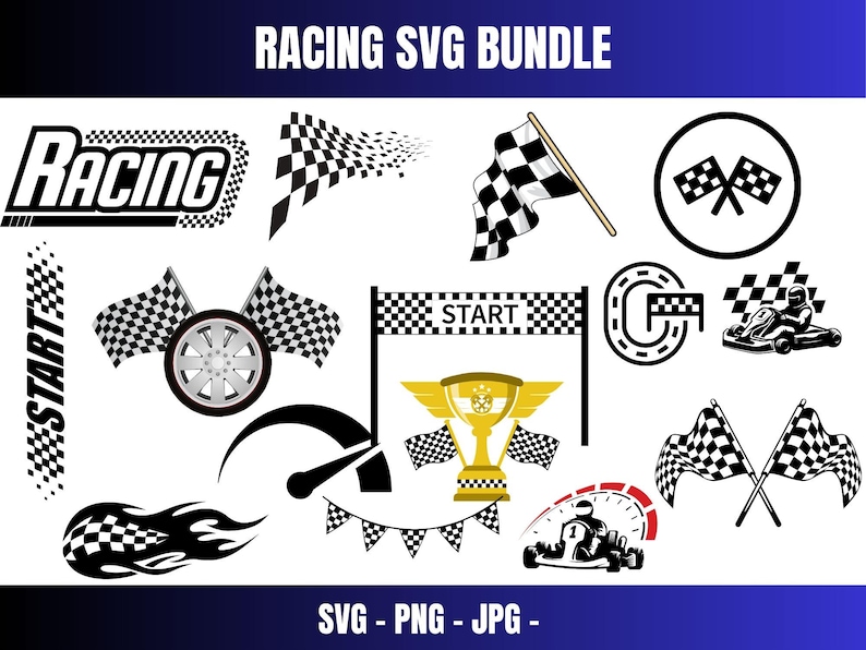 Checkered Race Flag SVG Bundle: Racing Cut Files (instant Download) - Etsy