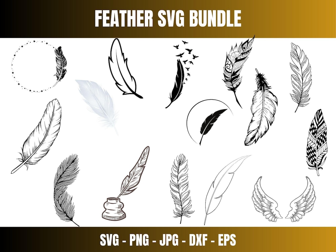Feather Birds Svg, Feather Svg Bundle, Flying Birds Feather Svg ...