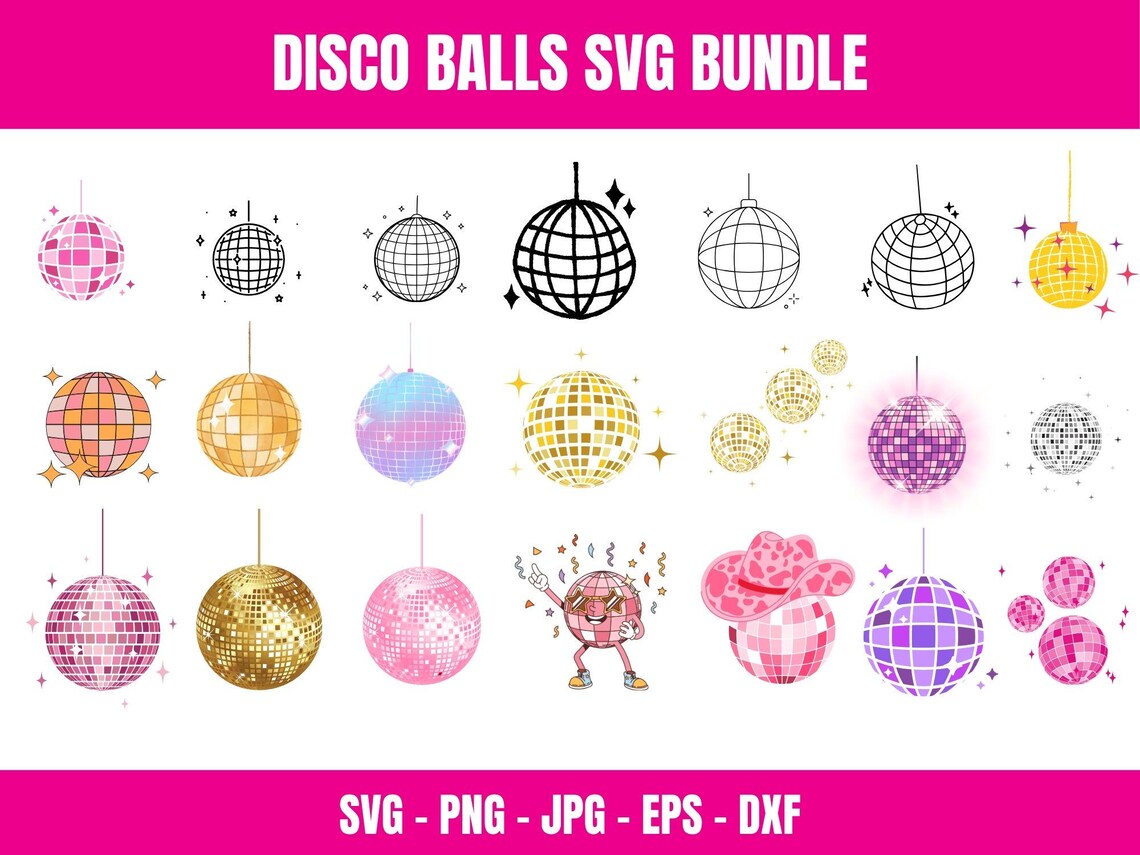 Disco Ball SVG Bundle: Retro Party Decorations (digital Files for ...