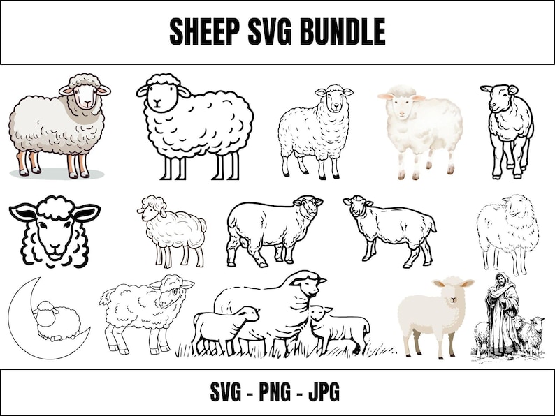 Sheep SVG Bundle, Sheep Dxf, Sheep Png, Sheep Eps, Sheep Vector, Sheep ...