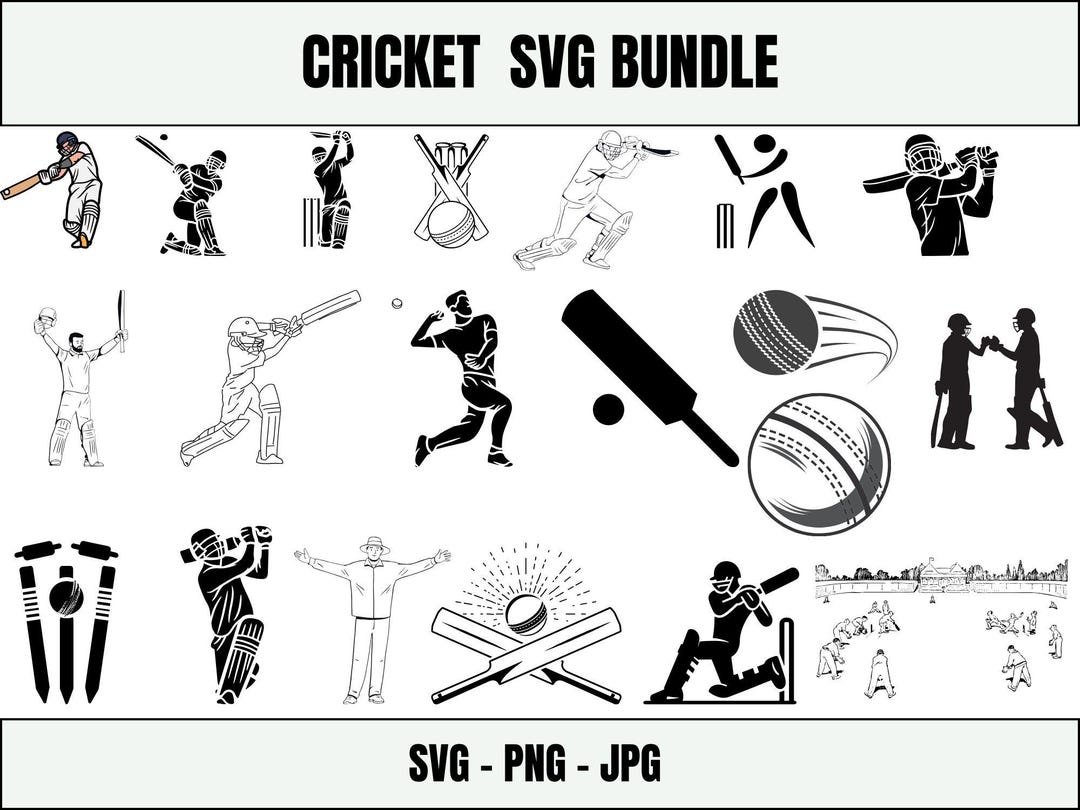 Cricket Silhouette Pack, Cricket SVG, PSL, Cricket, Cricket Bat ...