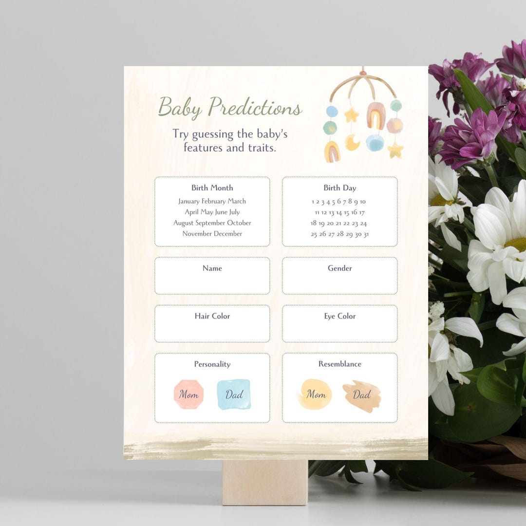 Baby Shower Predictions and Advice Cards, Baby Shower Predictions ...