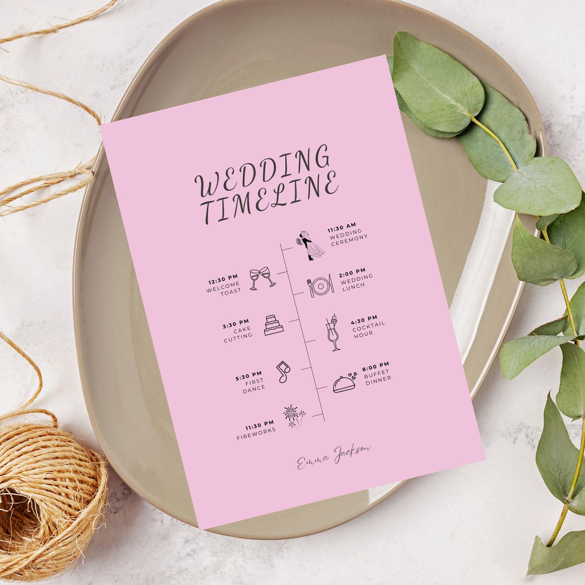 Wedding Timeline Template, Wedding Timeline Card, Wedding Weekend ...