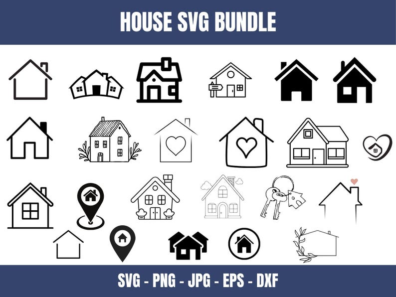 House SVG Bundle: Home Clipart, Vector Graphics (digital Download) - Etsy