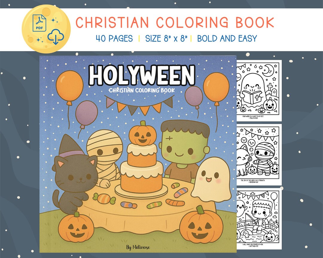 Christian Halloween Coloring Pages: 40 Bible Verse Activity Set ...