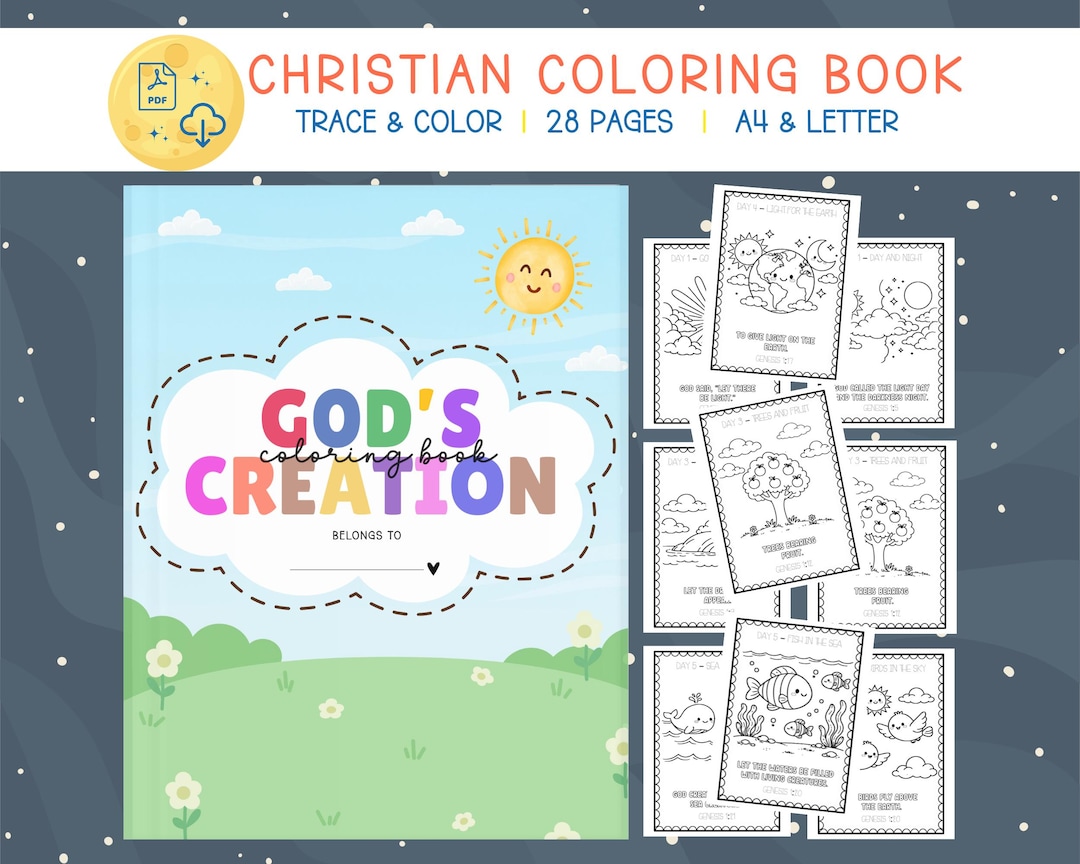 God's Creation Coloring Book, Bible Verses, Sunday School (digital ...