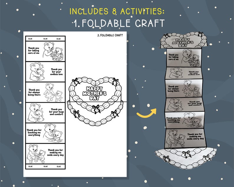 Mother's Day Craft Bundle, Printable DIY Coloring, Cutting & Assembly ...