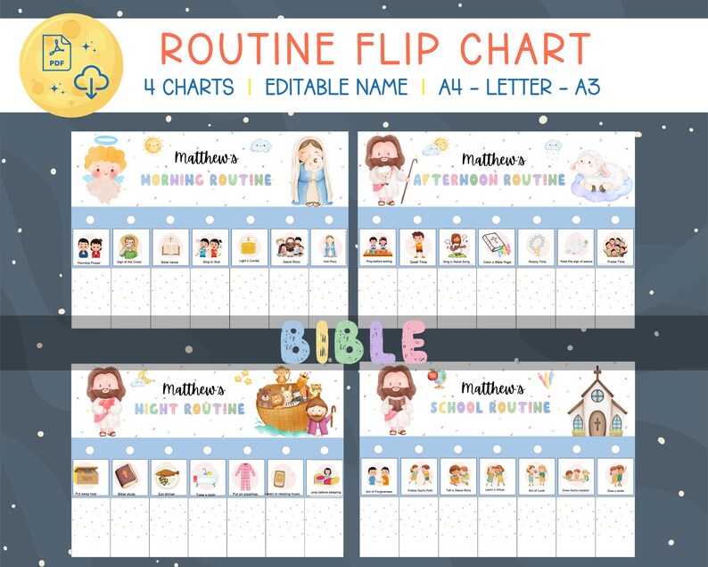 Kids' Routine Flip Chart: Visual Schedule, Daily Chores (PDF ...