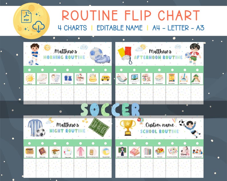 Kids' Routine Flip Chart: Visual Schedule, Chore Chart (digital ...
