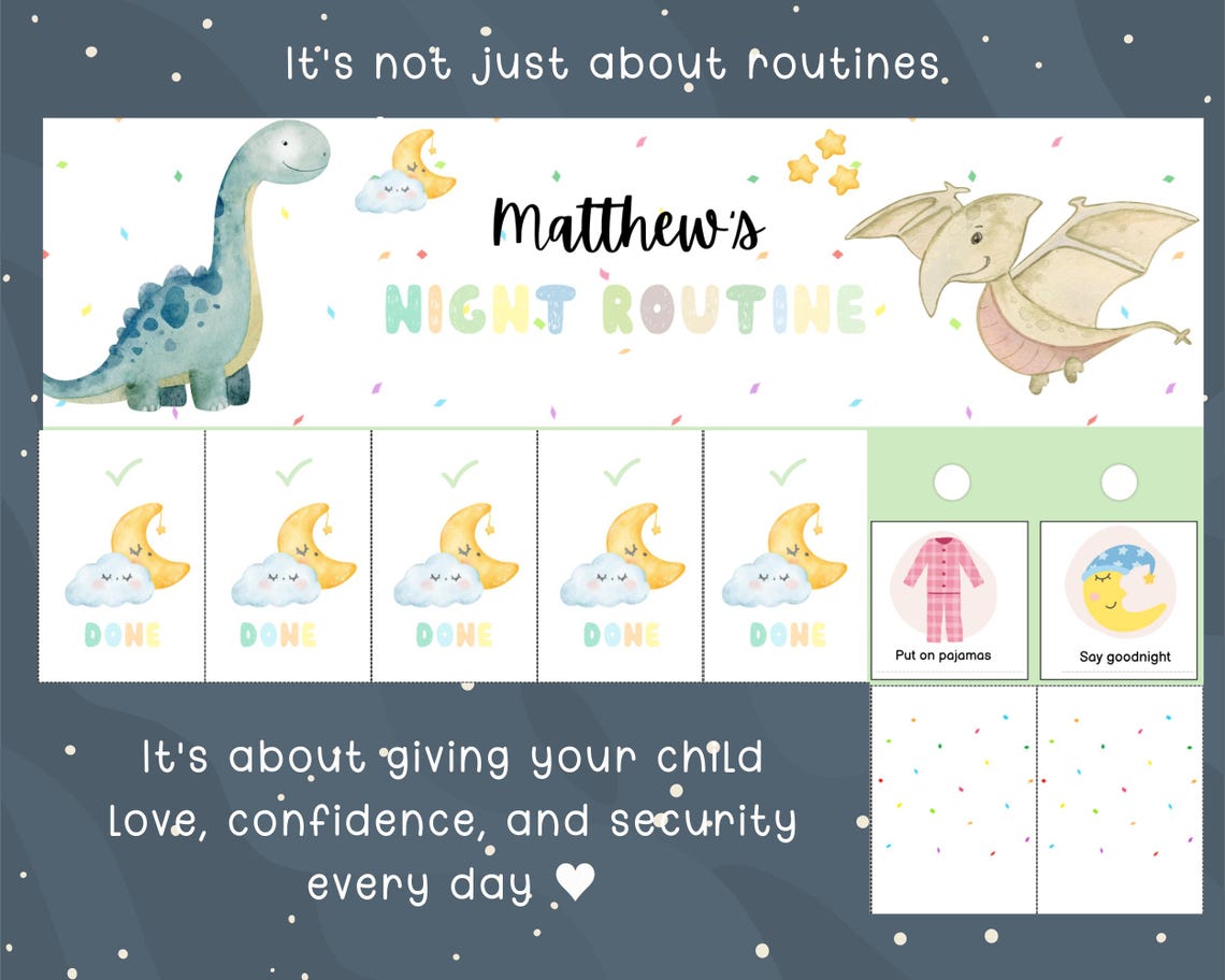 Dinosaur Routine Flip Chart: Visual Schedule for Kids (digital Download ...