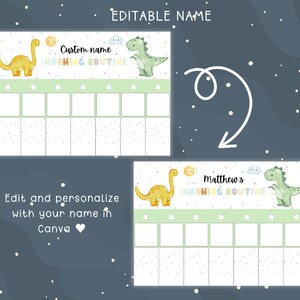 Dinosaur Routine Flip Chart for Kids, Editable Toddler Chore Chart ...