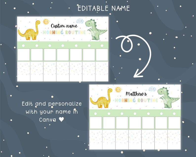 Dinosaur Routine Flip Chart for Kids, Editable Toddler Chore Chart ...