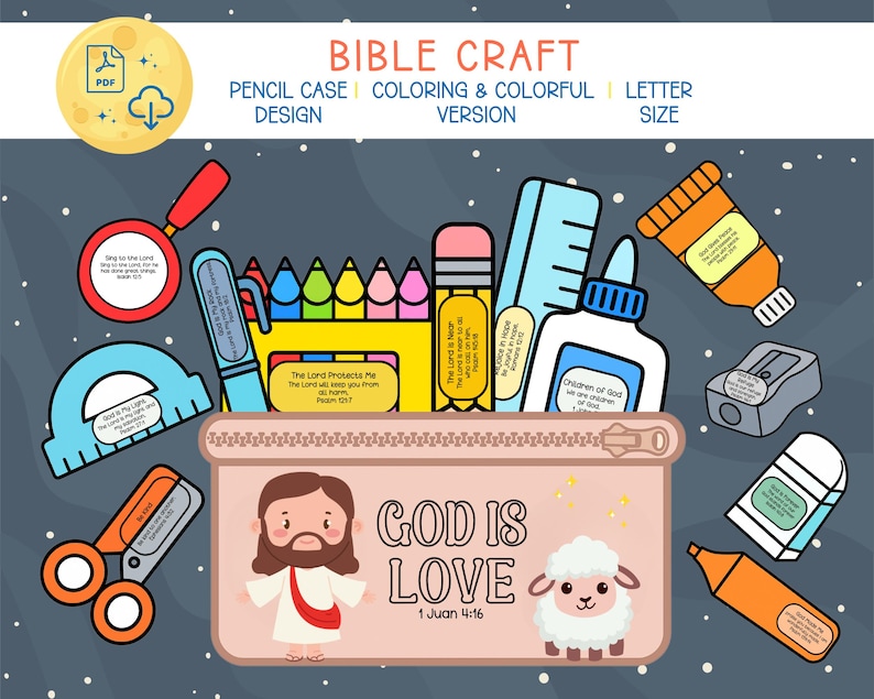 Printable Bible Pencil Case Craft: God is Love, Sunday School Activity ...