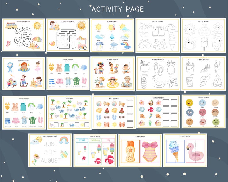 Summer Toddler Busy Book: Preschool Learning Binder (PDF Download) - Etsy