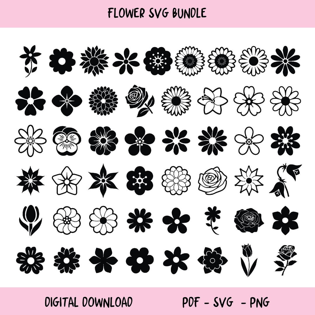 Flower SVG Bundle, Flowers Svg, Spring, Flowers Designs for Shirts ...