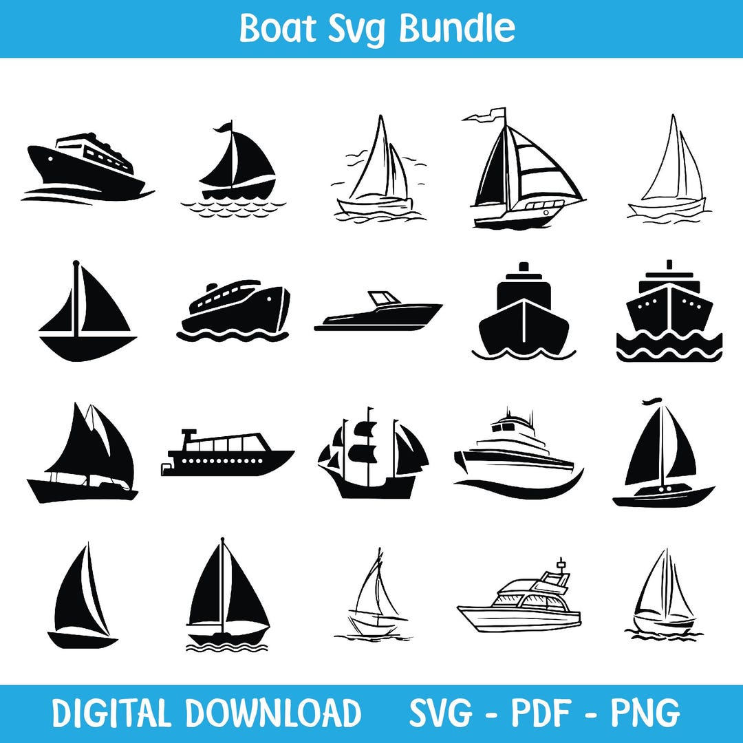 Boat SVG Bundle, Sail Boat Svg, Ship Svg, Speedboat Svg, Cruise Ship ...