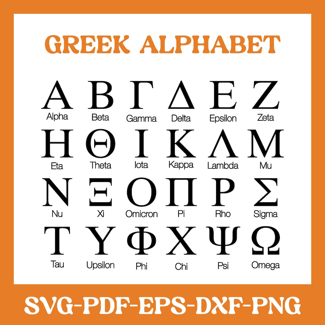 Alfabeto grego SVG, letras gregas PNG, arquivo de corte de fonte grega ...