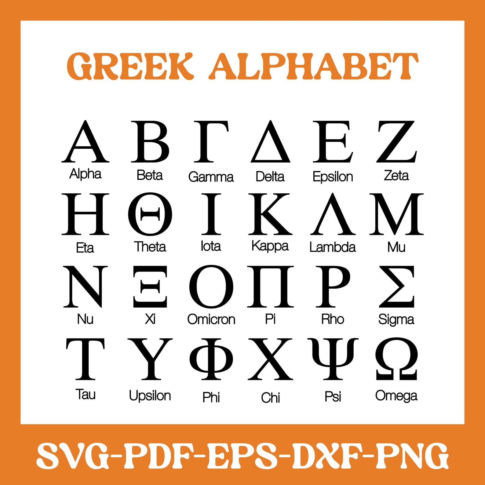 Greek Alphabet SVG, Greek Letters PNG, Greek Font Cut File, Fraternity ...