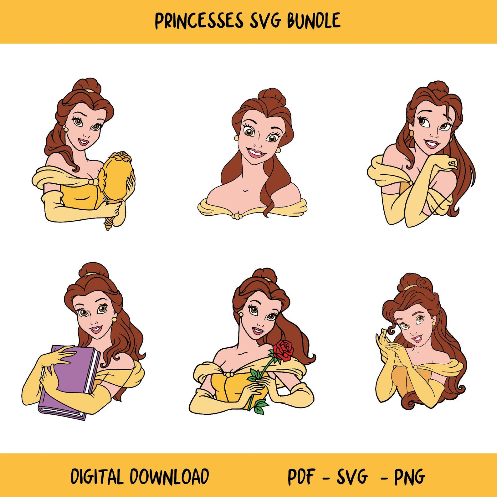 Princesses PNG Cliparts Bundle, All Princesses PNG Cartoon Sublimation ...