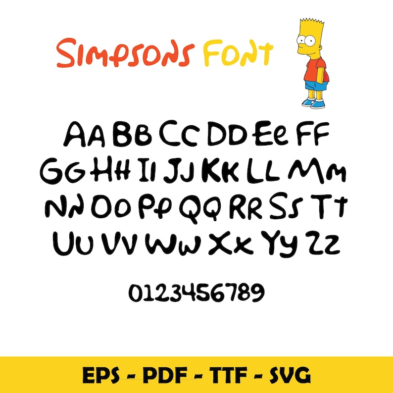 Simsons Font, Simpsons Svg Cut Files for Cricut, Silhouette, Png, Dxf ...