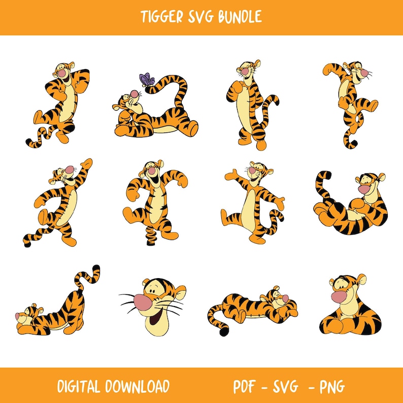 Tigger Svg Bundle, Tigger Svg, Tigger Cut File, Tigger Face Svg ...