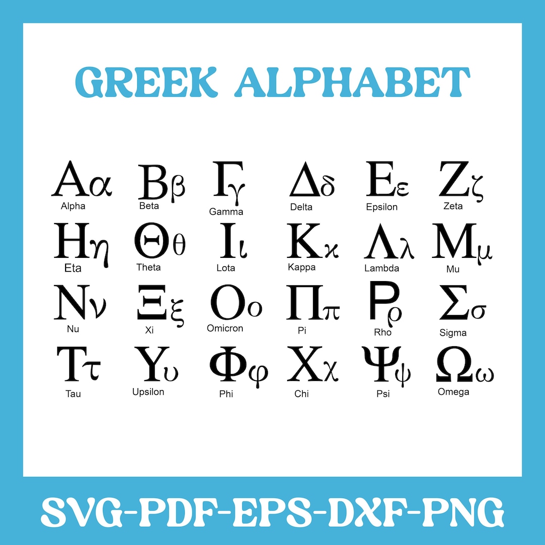 Greek Alphabet SVG, Greek Letters PNG, Greek Font Cut File, Fraternity ...