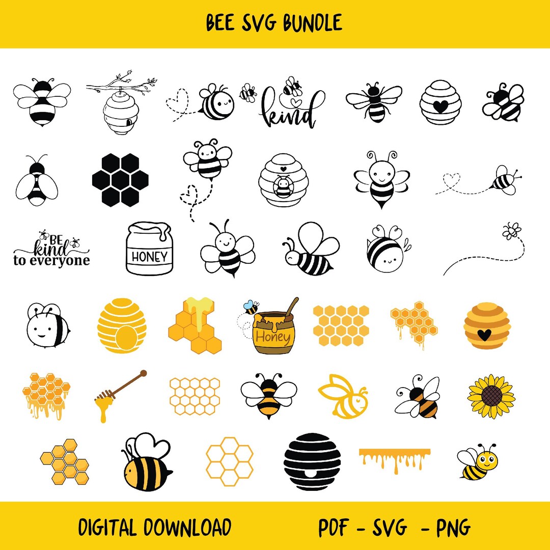 Bee SVG Bundle - Cute Honeybee Clipart for Cricut, Cute Bee SVG Bundle ...