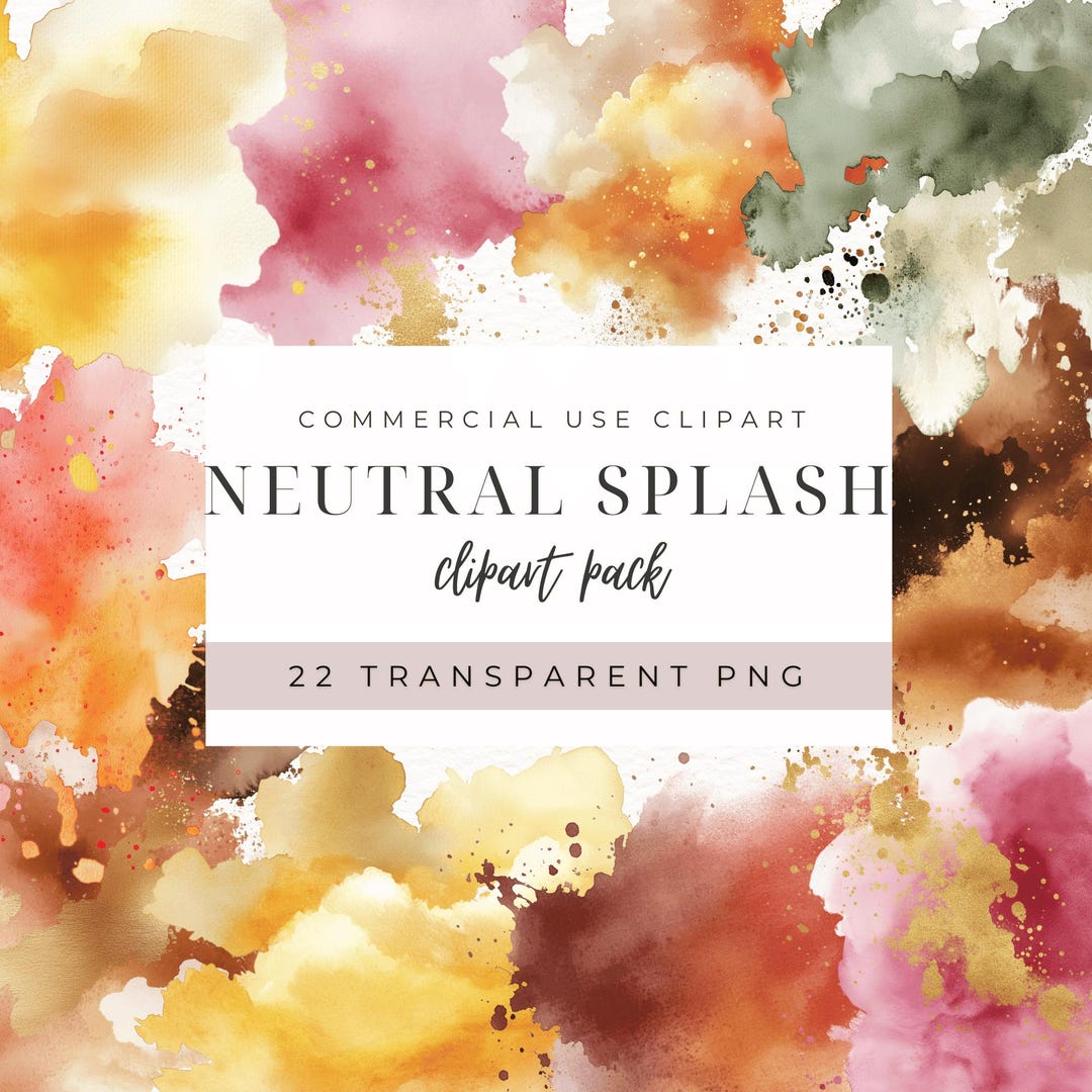 Watercolor Splashes Clipart, Digital Download PNG, Paint Splatter ...