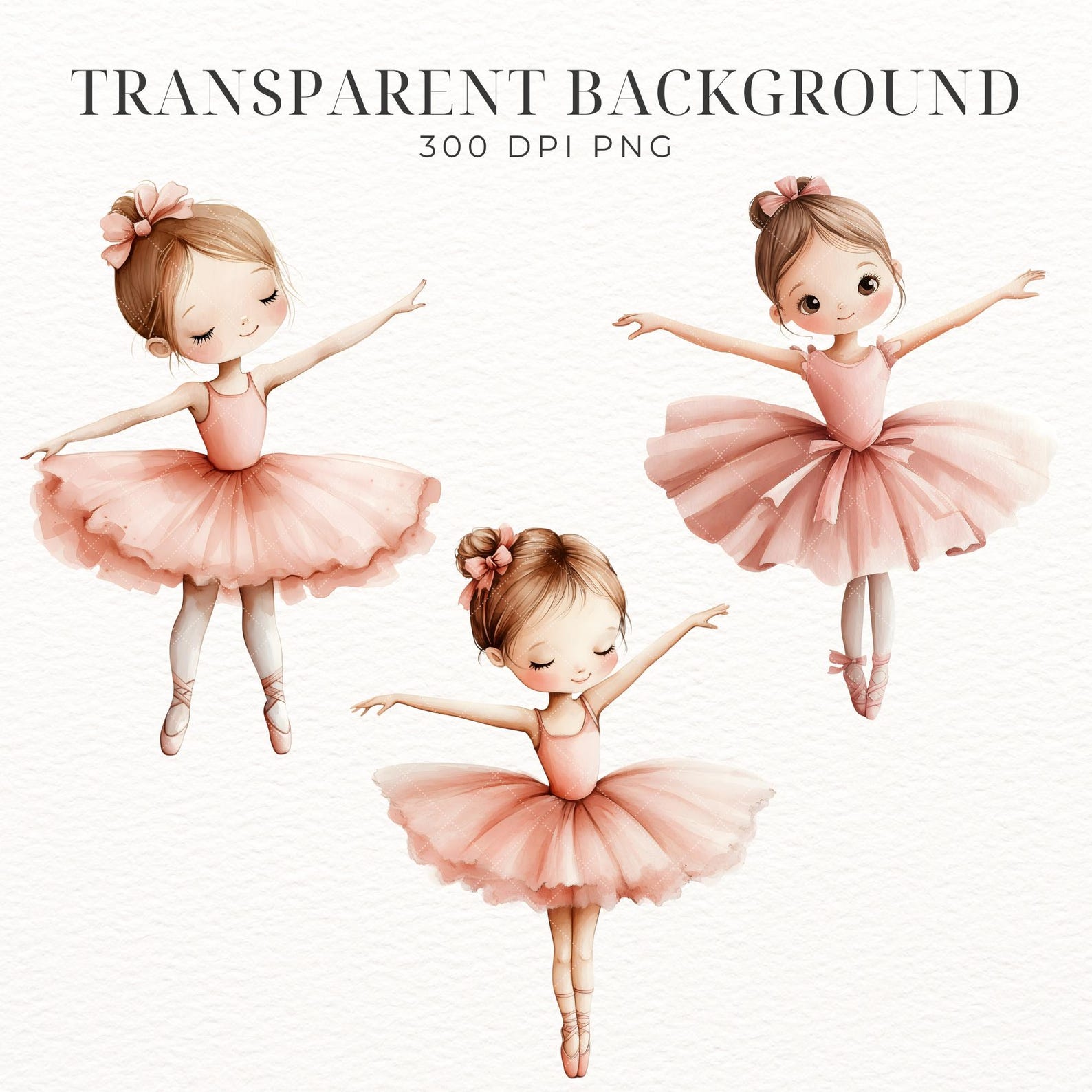 Ballerina Clipart, Cute Watercolor Ballet PNG, Digital Download for ...