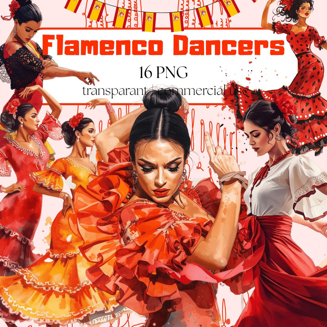 16 Flamenco Dancers PNG Clipart Set, Flamenco Spain, Music ...