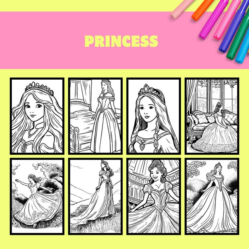 50 Princess Coloring Pages - Princess Coloring Pages - Digital Download ...