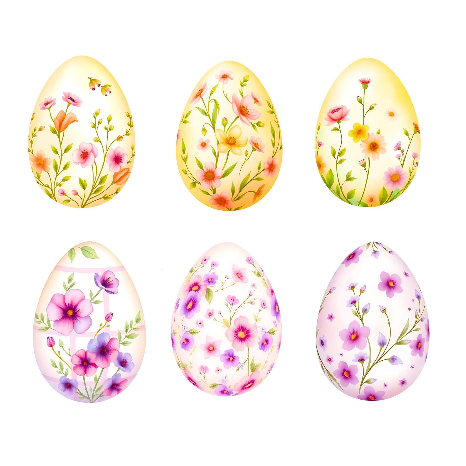 21 Floral Easter Eggs PNG Clipart Bundle, Easter Clipart, Eggs Clipart ...
