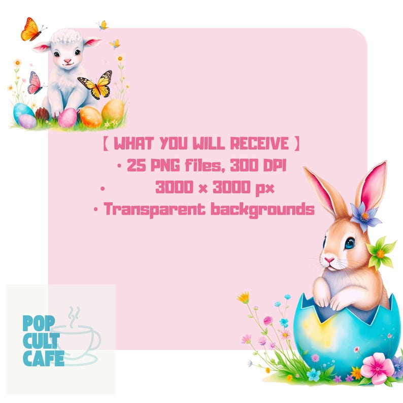 25 PNG Set Easter Clipart Bundle, Spring Holiday Llustrations Designs ...