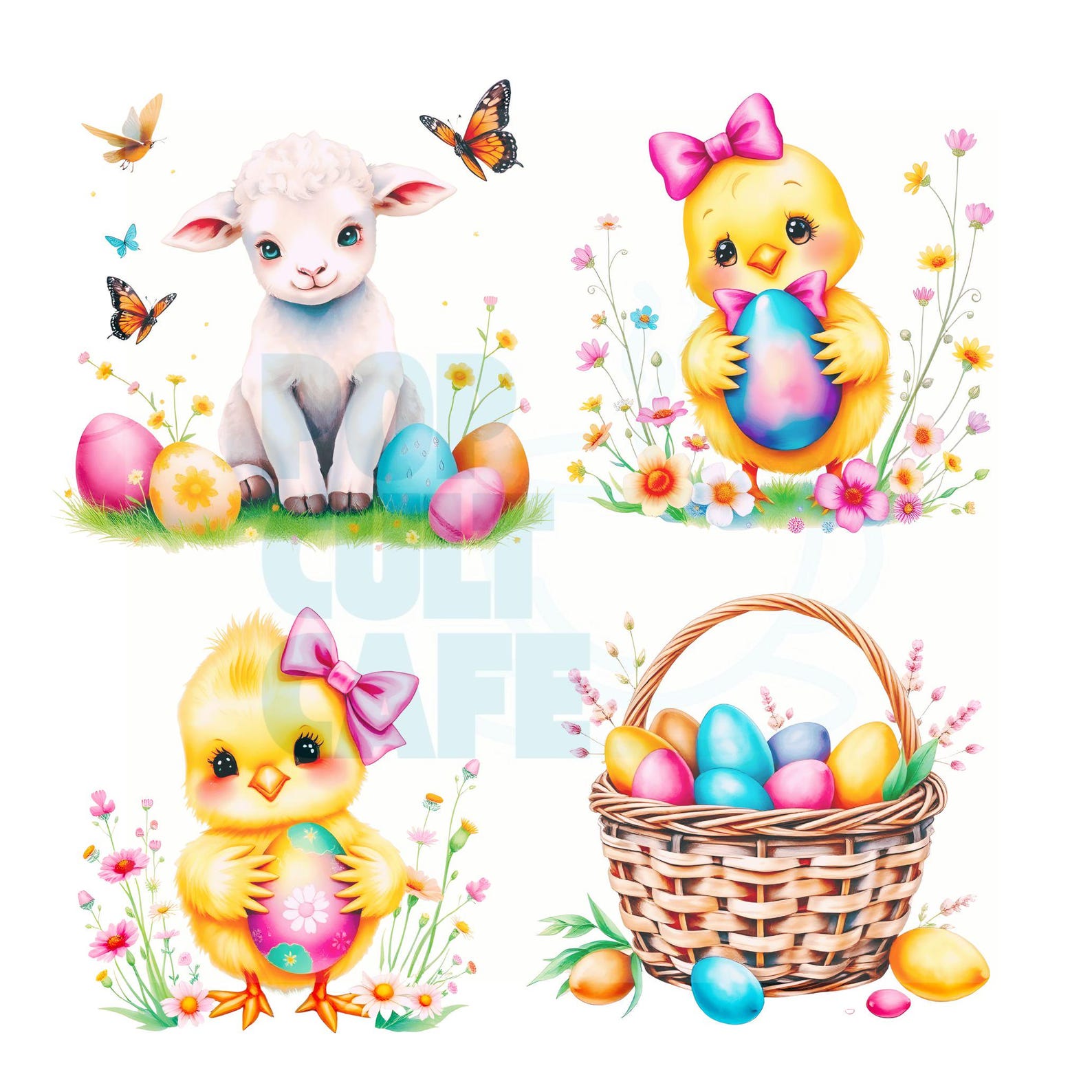 25 PNG Set Easter Clipart Bundle, Spring Holiday Llustrations Designs ...