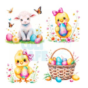 25 PNG Set Easter Clipart Bundle, Spring Holiday Llustrations Designs ...
