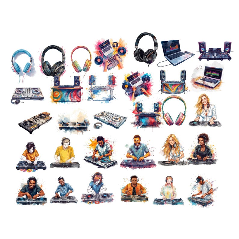 31 DJ Watercolor PNG Transparent Clipart, Dj Clipart, Sublimation ...