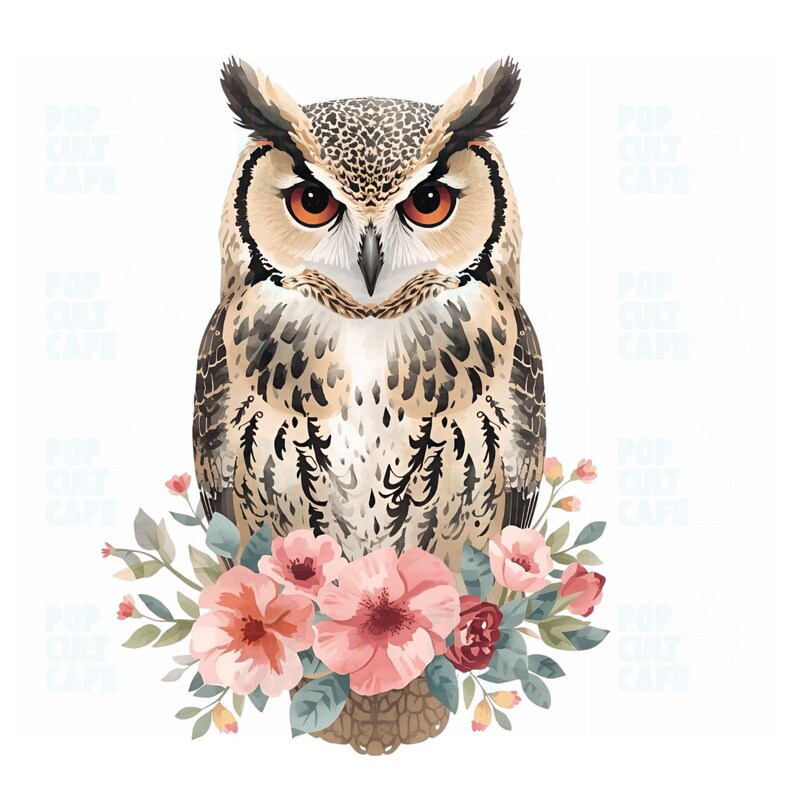 12 Floral Owls PNG Clipart Bundle, Watercolor Owl Clipart, Clipart ...