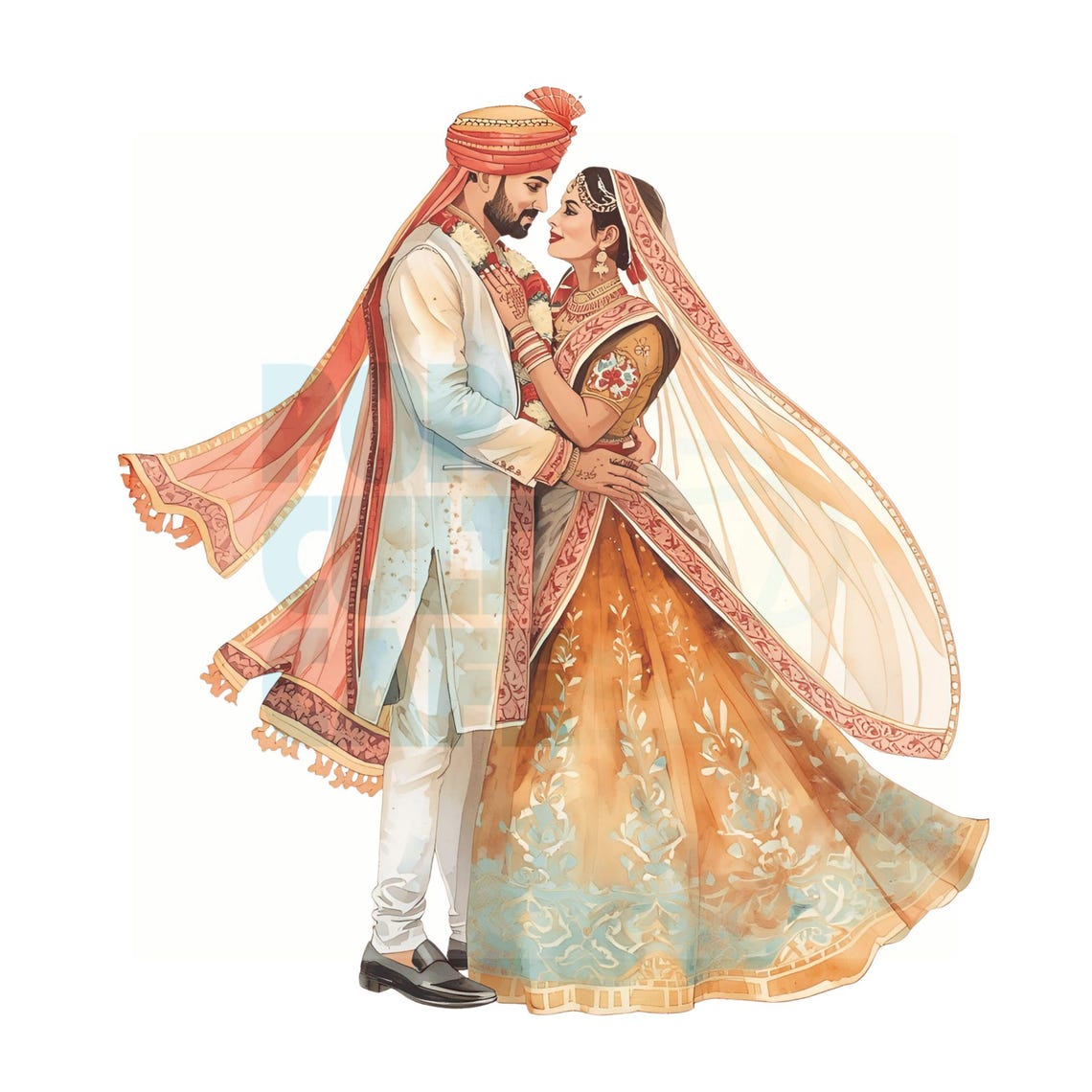 13 Watercolor Hindi Bride and Groom, Wedding Illustrations, DIY ...