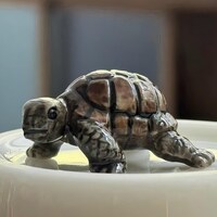 Hand-painted Ceramic Baby Sea Turtle Figurines: Blue & White Coastal ...