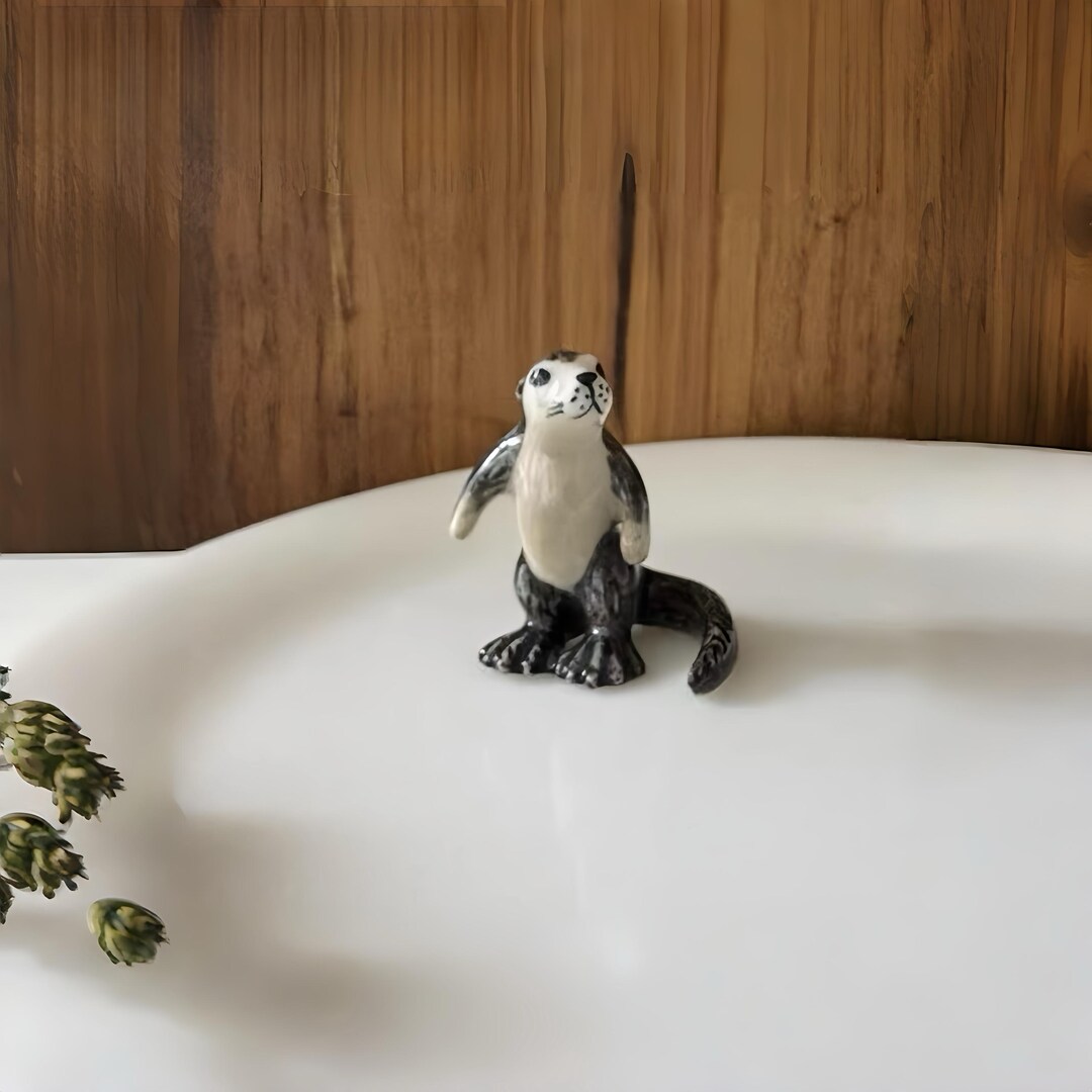 Handmade Ceramic Otter Figurine | Mini River Otter Sculpture | Cute ...