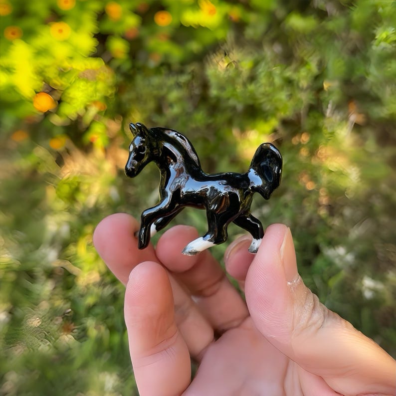 Handmade Black Ceramic Horse Figurine | Equestrian Tea Pet - Etsy