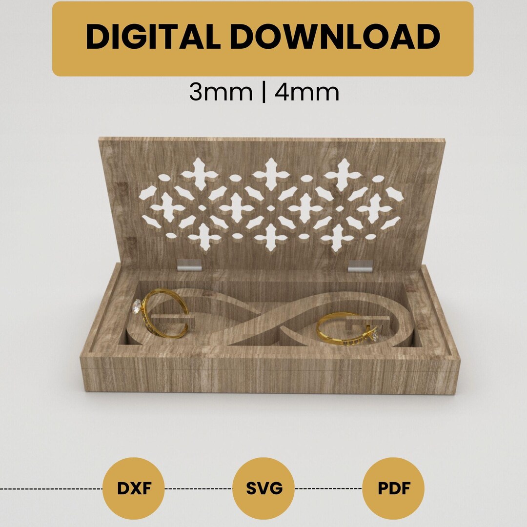 Laser Cut Wedding Ring Box SVG DXF PDF Template (digital Download) - Etsy